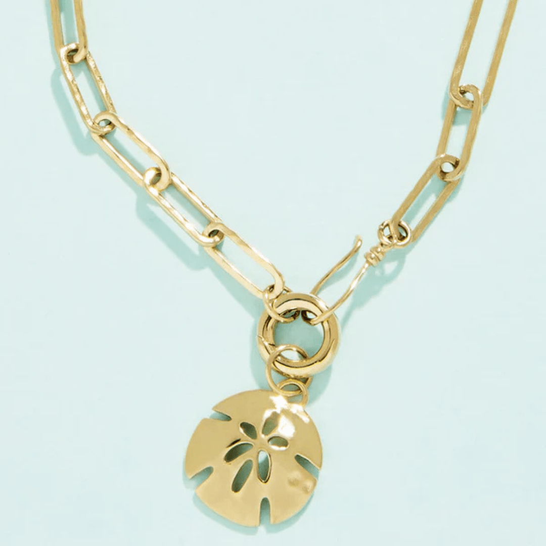 Spartina Splash Sand Dollar Charm Necklace | Paperclip Chain Charm ...